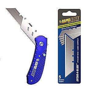 Rapid Edge Extend-A-Blade Utility Knife with Double Length Box Cutter Blade and 3 Sliding Blade Positions