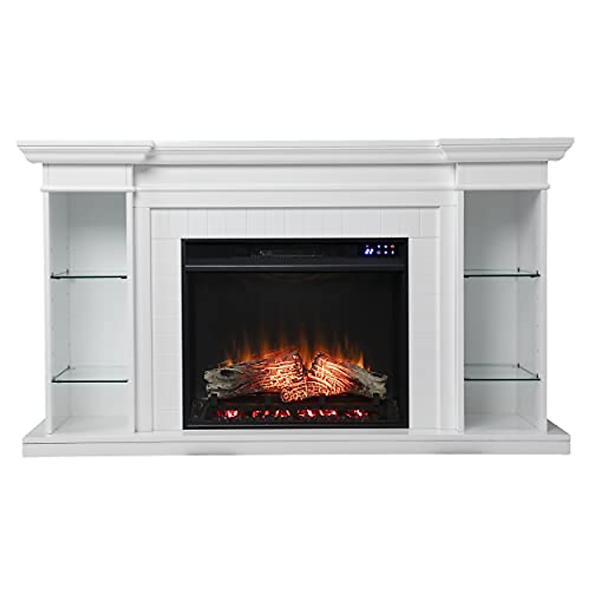 SEI Furniture Henstinger Electric Fireplace w/Bookcase, White
