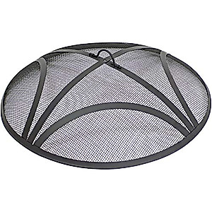 Sunnydaze Reinforced Steel Mesh Fire Pit Spark Screen - Round Fire Pit Screen with Ring Handle - Durable Black Metal Mesh Design - Patio Fire Pit Accessory - 30-Inch Diameter