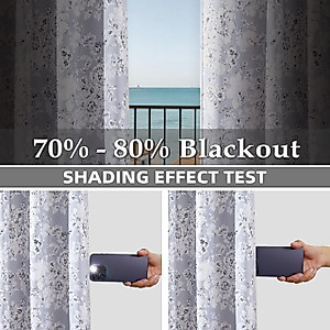 DriftAway Flower Floral Pencil Sketch Blackout Room Darkening Grommet Lined Thermal Insulated Energy Saving Window Curtains 2 Layer Set of 2 Panels Each 52 Inch by 84 Inch Gray and Soft White