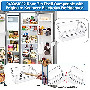 Upgraded 240324502 Refrigerator Door Bin Shelf Replacement For Frigidaire Kenmore Electrolux Refrigerator Door bin Parts PS429767, AP2549806, LFSS2312TE0, LFSS2312TF0, with Fridge Soda Can Organizer