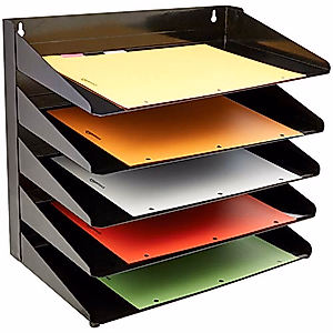 Amazon Basics 5 Tier Metal Office Document Organizer Tray, 15" x 9" x 13"