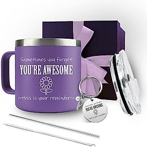 CHICKOR Best friend birthday gifts for women - Purple gifts Mug/Tumbler 14 oz Sometimes You Forget You're Awesome - Funny Idea,Thank You, Teacher, Mom, Her, Female, Coworker, Who Have Everything