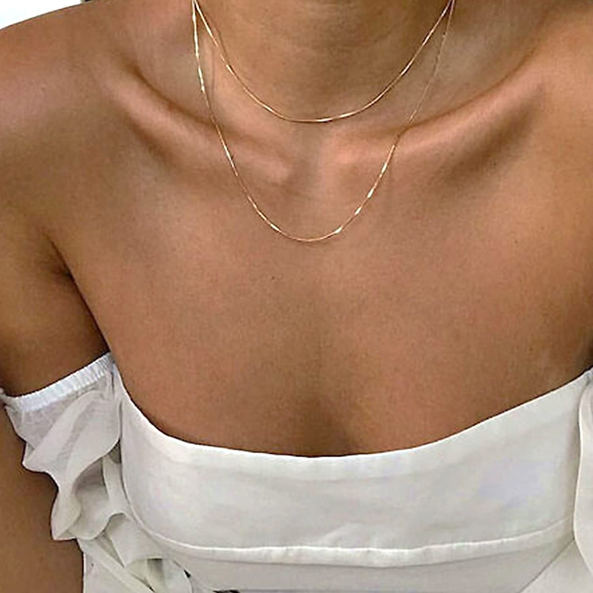 Jewelry Affairs 10k Real Solid Gold Mirror Box Chain Necklace, 0.6mm (20 Inches, Yellow Gold)