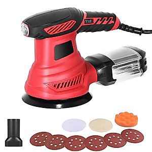 Orbital Sander, 300W Power Random Orbital Sanders with Dust Box 6 Variable Speed 6000-13000 RPM 20Pcs Sandpaper Electric Sanders for Woodworking