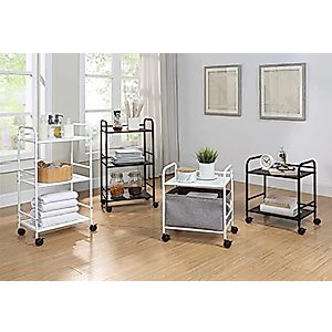 SunnyPoint Minimalist Style Utility Rolling Shelf Cart (BLK)