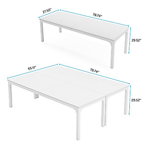 Tribesigns 78.74-Inch Conference Table Set,13FT Conference Room Table, Large Rectangle Meeting Seminar Tables Set,Long Business Tables (Chair not Included) (2, White, 2 Pack)