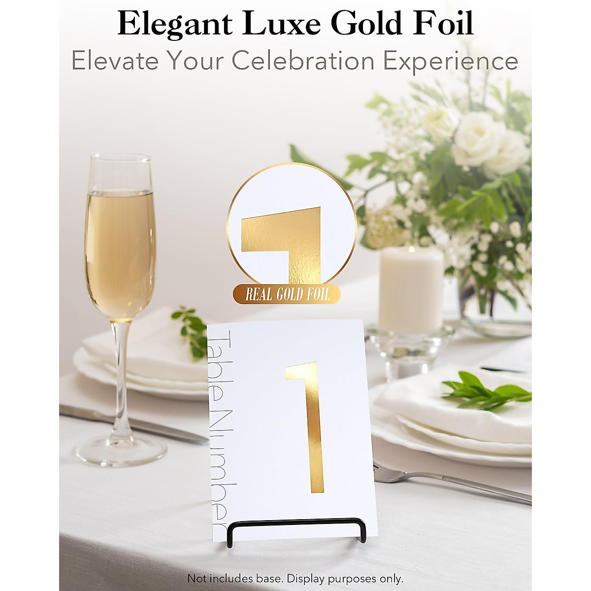 ElegaAura 32 Pcs Wedding Table Numbers, Gold Table Numbers for Wedding Reception, Double Sided Foil Number Cards 1-30 + Head & Gift Table, 4x6 in Table Signs for Restaurant, Baby Shower, Party, Event