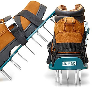 Jumbo Varieties Lawn Aerator Shoes - Heavy-Duty Lawn Aerating Sandals with Spikes - Dual Straps, Nonslip Metal Buckles, Stainless Steel Shovel - Soil Conditioner Spike Shoes for Garden, Yard Aeration