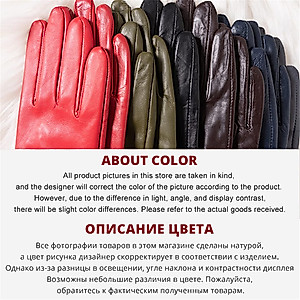 Fashion Leather Women's Gloves,Drive Women's Leather Gloves,Thin Gloves,Keep Warm Women's Winter Gloves Jujube Red 7.5