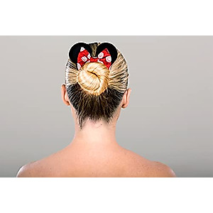Styla Hair 2 Pack Mouse Ear Scrunchies for Kids Velvet Hair Bow Scrunchies for Women - Sparkle Sequins Mouse Hair Bands for Pony Tail - Red & Black