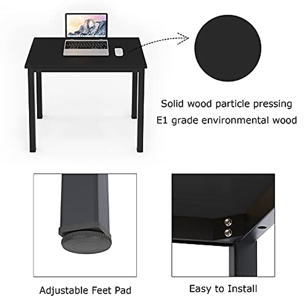 sogesfurniture 55.1 inches Office Desk Computer Desk Gaming Desk Computer Table Sturdy Writing Workstation for Home Office, Black