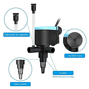 Kulife Aquarium Powerhead 130 GPH Circulating Water Pump for 10-40 Gallon Fish Tanks with Aerating Features