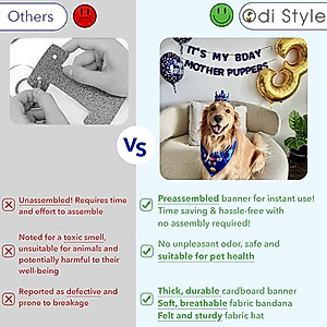 Odi Style Dog Birthday Party Supplies - Dog Birthday Bandana Set - Birthday Boy Bandana for Medium, Large Dogs, Party Hat, Crown and Cute Dog Birthday Banner with It's My Birthday Mother Puppers Sign