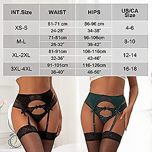 ohmydear Women Lace Garter Belts Plus Size High Waisted Suspender Belt with 4 Metal Clips for Thigh High Stockings