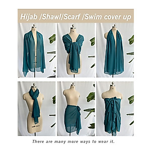 BEAUZSUZSANA Women Chiffon Shawls and Wraps for Evening Dresses Wedding Party Travel Scarves Pashmina Bikini Cover Up (Sage Green)