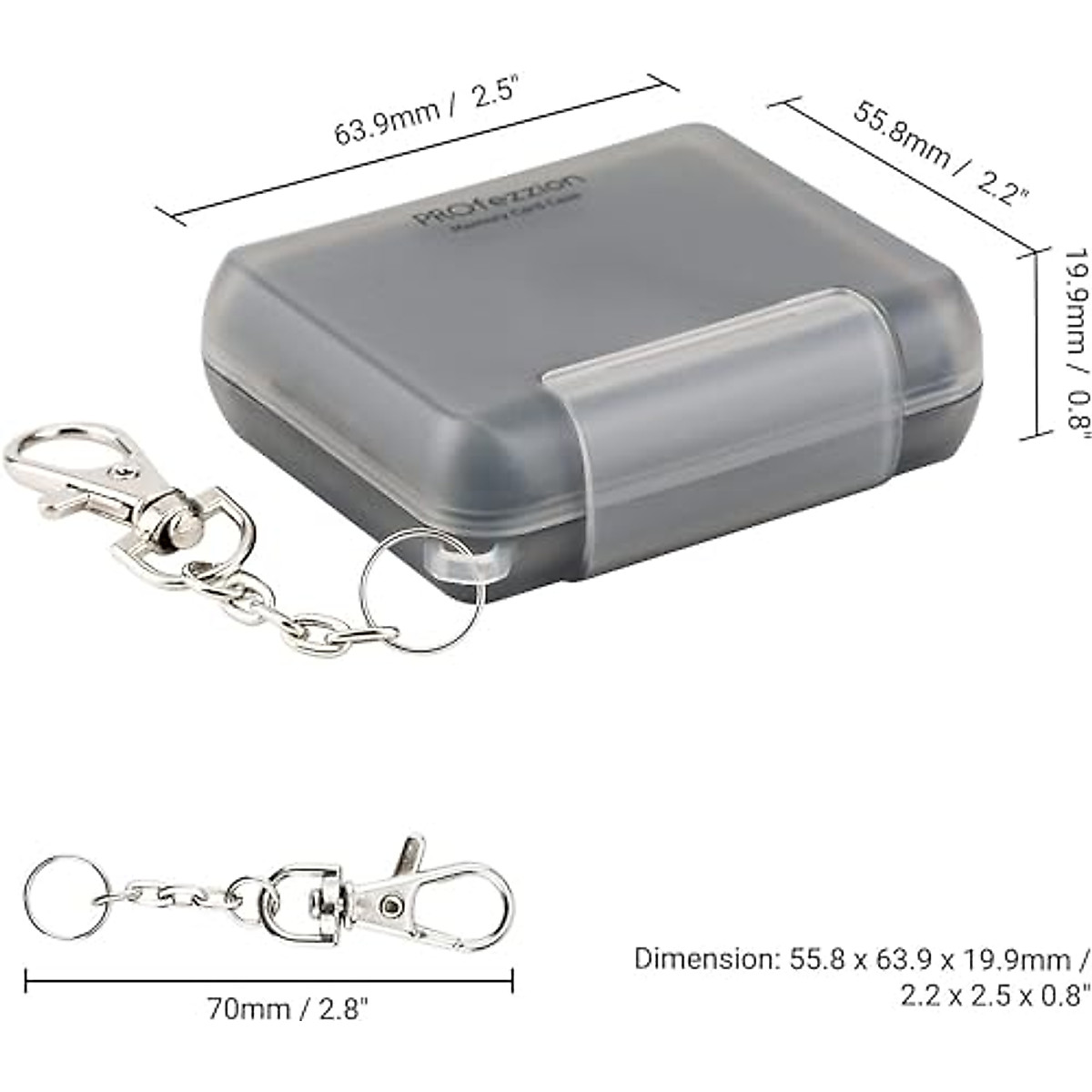 PROfezzion SD Card Holder Case Water-Resistant: Portable 12 Slots Memory Card Case for 8 Micro SD Card & 4 SD/SDXC/SDHC Card, Memory Card Hard Carrying Box Keeper Protector with Rubber Interior Grey