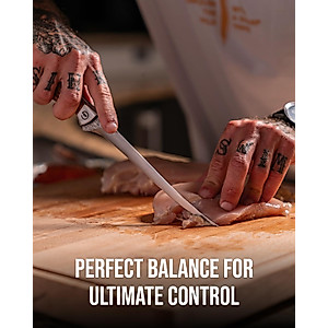 The Cooking Guild Fillet Knife - 7 Inches - Grizzly Series - High Carbon Stainless Steel Boning Knife - Rosewood Handle Knife Filet - Deboning Knife Filet for Meat & Fish