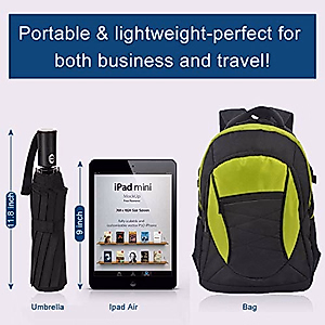 Poecent Folding Travel Umbrella Windproof Compact Umbrella Inside Out Umbrella Reversible Reverse Umbrella Automatic Open and Close Windproof Umbrella for Woman & Man UV Sun & Rain Blue