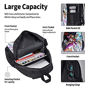 ORPJXIO Backpack 3 Piece Set The Seven Anime Deadly Sins Laptop Backpack Pencil Case Lunch Bag Combination For Travel Work Camping