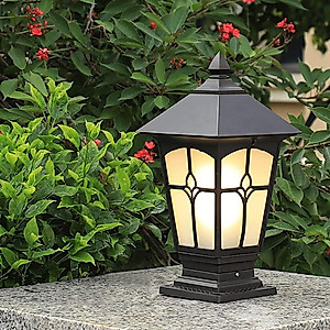 SANBDDLYY Outdoor Waterproof Post Lanterns Cast Aluminum PC Pillar Light Villa Lighting E27 European Traditional Vintage Pillar Lamp Home Door Street Lamps Landscape Courtyard Lights