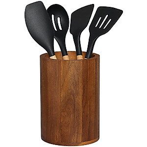 Acacia wood Utensil Holder for Kitchen Counter Decor, Flatware & Utensil Storage Organizer - Kitchen Utensil Organizer for Countertops, Pantry, Bathroom, Office & Center Table