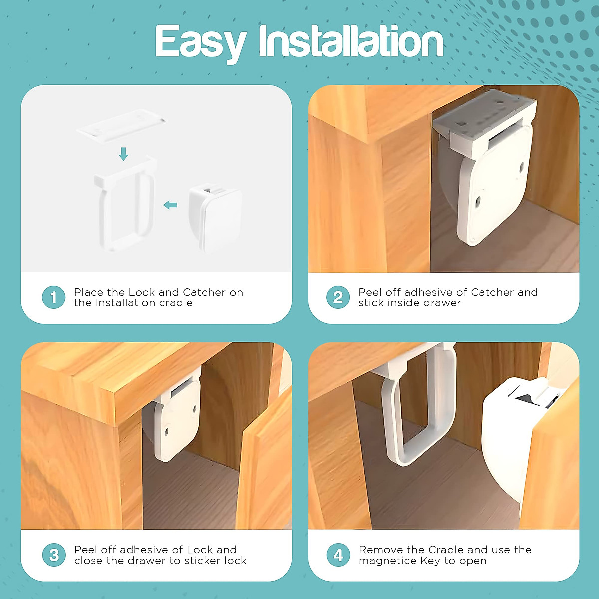 PEEKABOO Baby Proofing Magnetic Cabinet Locks For Babies - Child Locks For Cabinets - (12 Locks 2 Key Set)