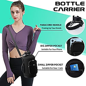 DIGJUPER Insulated Water-Jug Gallon Water Bottles - with Straw & Spout Lids, Paracord Handle & Bottle Carrier, 128OZ Metal Gallon Water Bottle Large, Vacuum Thermo Jug Stainless Steel Water Flask Jug