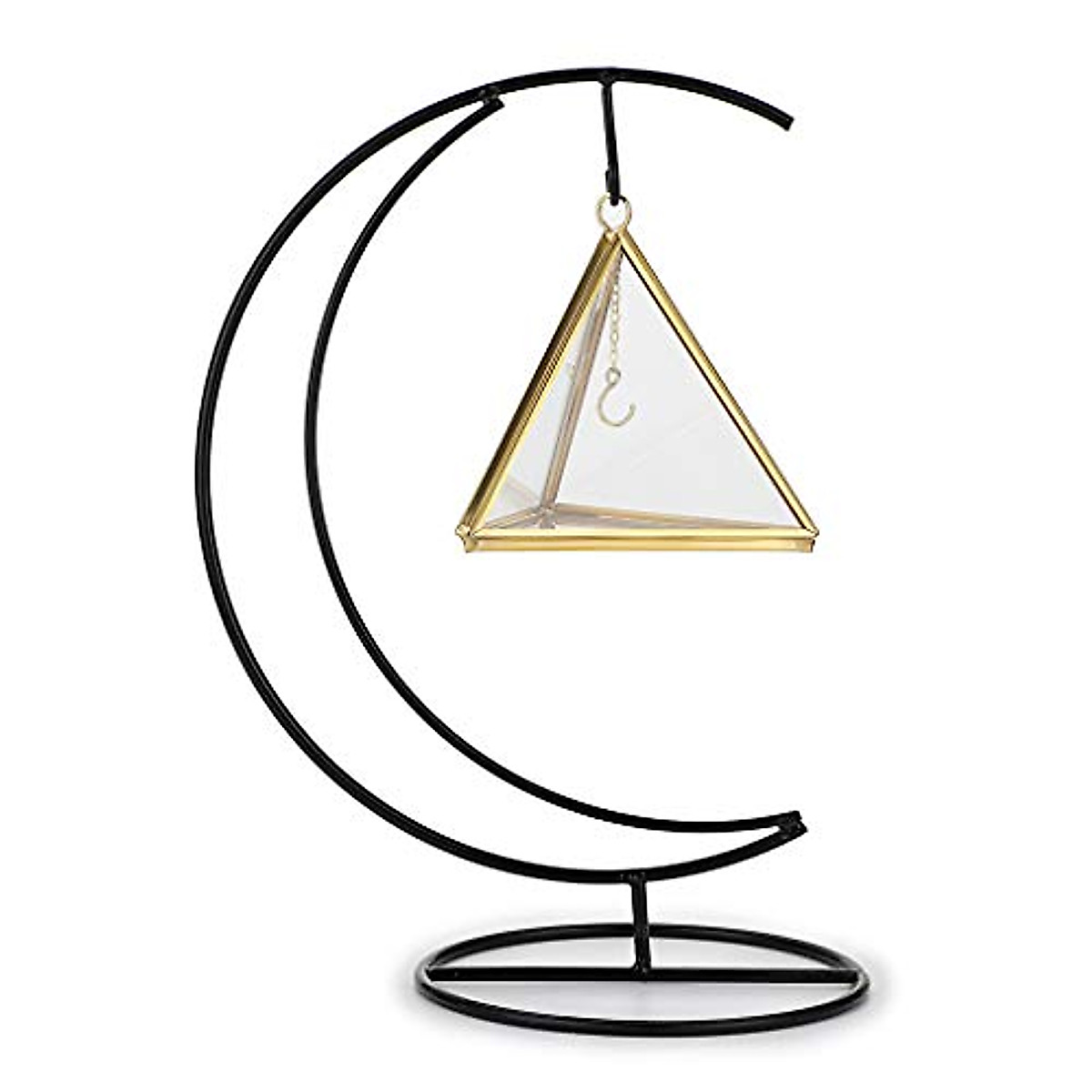 Hipiwe Jewelry Ring Display Holder - Glass Ring Holder Geometric Glass Ring Jewelry Box Wedding Ring Bearer Gift Box Hanging Prism Ring Stand Proposal Ring Display Case (Triangular pyramid)