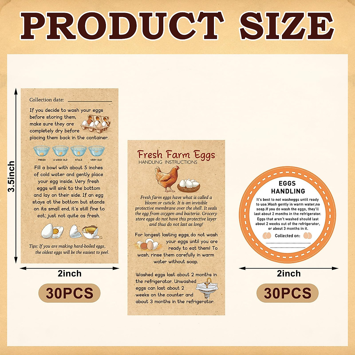 Sintuff 3 Pcs Farm Fresh Eggs for Sale Sign with Stakes 30 Pcs Plastic Egg Cartons for 12 Eggs 30 Fresh Farm Eggs Handling Instructions 30 Farm Fresh Eggs Labels Egg Handling Stickers