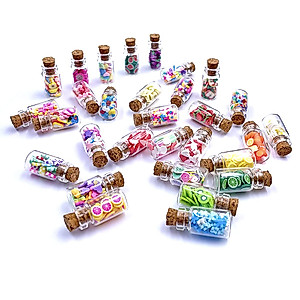 HKLMRO 30PCS Cute Miniature Dollhouse Food Jar Glass Bottle 1:12 Pretend Play Doll House Kitchen Decoration 1:6 Lovely Mini Fruit Simulation Scene Candy Snack Model Game Party Toy for Adults Teenagers