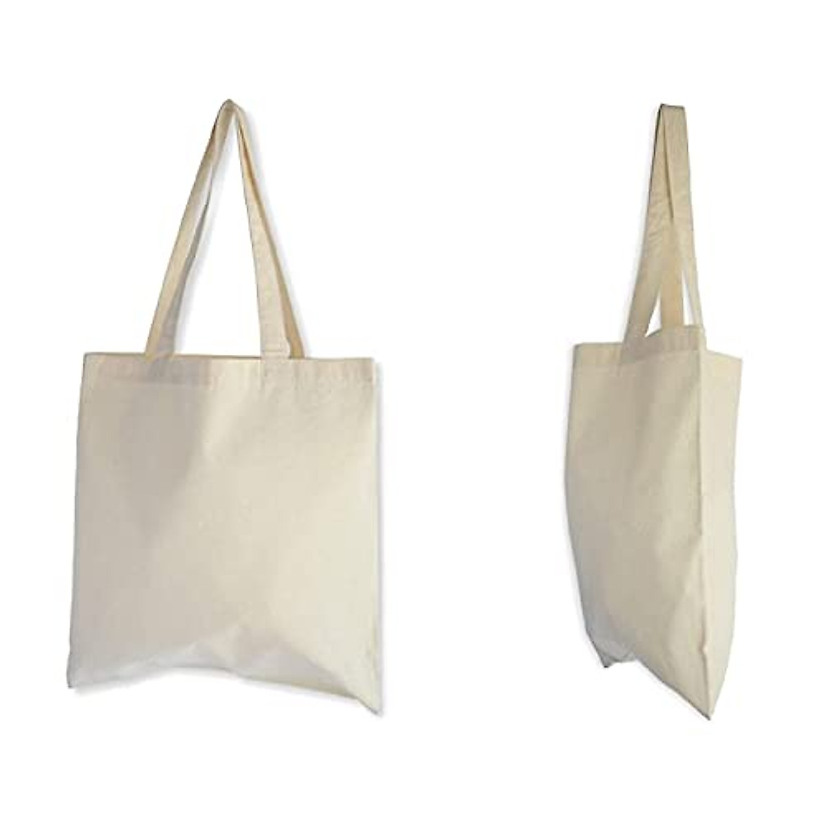 Georgiabags 3 Pack Reusable Canvas Tote Bags, Everyday Grocery Shopping Totes, Natural Color Cotton Bags