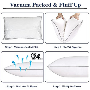 Bed Pillows for Sleeping 2 Pack - Standard Size Cooling Pillows Set of 2 for Side Back and Stomach Sleepers, Down Alternative Filling Luxury Soft Supportive Plush Pillows