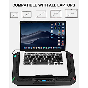 Laptop Cooling Pad with 5 Cooling Fans, Laptop Fan Cooling Pad for 14-17 Inch, Gaming Laptop Cooler Stand with 6 Height Adjustable, Notebook Cooler Pad with Two USB Port [2022 Version]