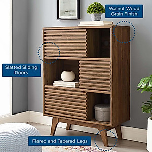 Modway Render Three-Tier Display Storage Cabinet Stand, Walnut