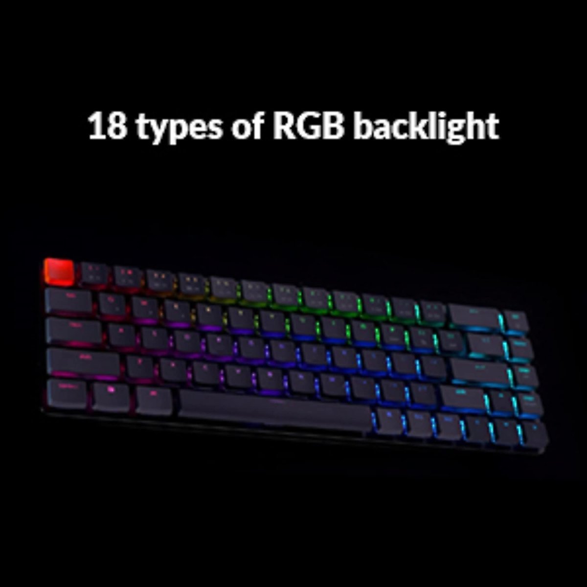 Keychron K7 65% Layout 68-Key Ultra-Slim RGB Backlit Hot-swappable Computer Keyboard for Mac Windows, Wireless Bluetooth/Wired USB Mechanical Keyboard with Low-Profile Optical Blue Switch