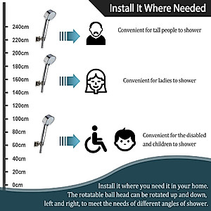 YDmeet Shower Head Holder and 71 Inch Shower Head Hose for Handheld, All Metal, Matte Black