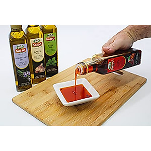 Basso, Garlic, Rosemary, Basil, Chili Pepper, 4 bottles x 8.5 fl.oz (250ml), Naturally Infused Flavored Extra Virgin Olive Oil for Dipping & Tasting, 4 pk Gift Set (Gift Box Included), All Natural, Great Corporate Gift,