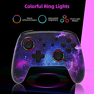 NexiGo Wireless Controller (No Deadzone) for Switch/Switch Lite/OLED, Bluetooth Controllers for Nintendo Switch with Vibration, Motion, Turbo and LED Light (Cosmic Nebula)