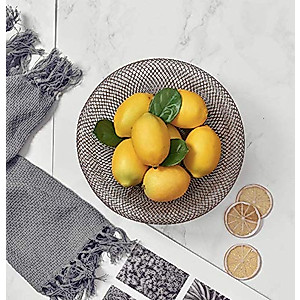 Cq acrylic Fruit Basket For Kitchen,Fruit Basket With Banana Hanger,Fruit and Vegetable Storage Holder For Kitchen Countertop,Golden