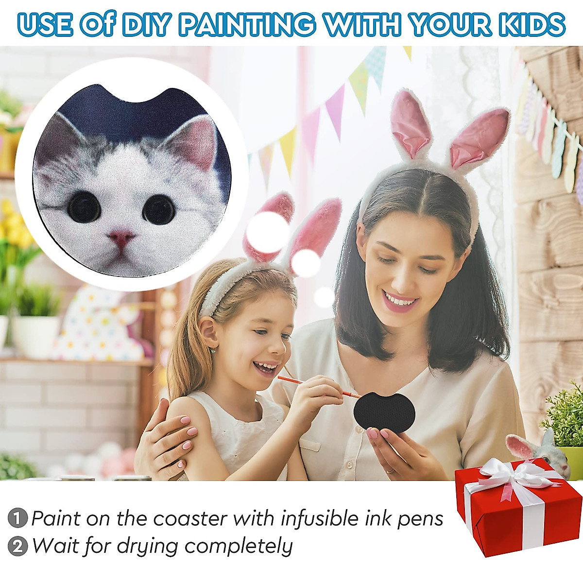 40PCS Sublimation Blanks Car Coasters,Sublimation Coasters Blanks 2.75 Inch/5mm Thicker Circular for Thermal Sublimation DIY Crafts Painting Heat Transfer Car Cup Coasters