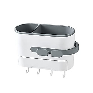 NBHC Bathroom Storage Organizer, Hair Dryer Holder Wall Mount and Towel Toothbrush Toothpaste Perfume Comb Blow Dryer Holder Organizer Storage, Detachable Durable Hanging Shelf Rack Stand (Gray)