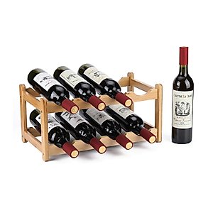 Wine Rack 8 Bottle 2-Tier Eco-Friendly Bamboo Wine Storage Easy-Assembly Space-Saving for Wine Lovers,Kitchen Wine Organizer for Countertop,Pantry, Home,Room Decor,Bar