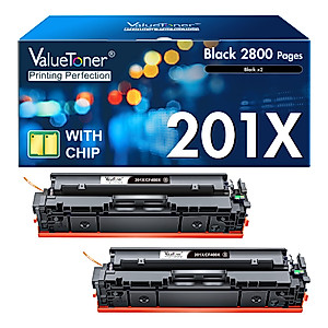 Valuetoner Compatible Toner Cartridge Replacement for HP 201X 201A CF400X CF400A for Color Pro MFP M252dw M277c6 M277dw M277n M252n M277 Printer High Yield (2 Black)