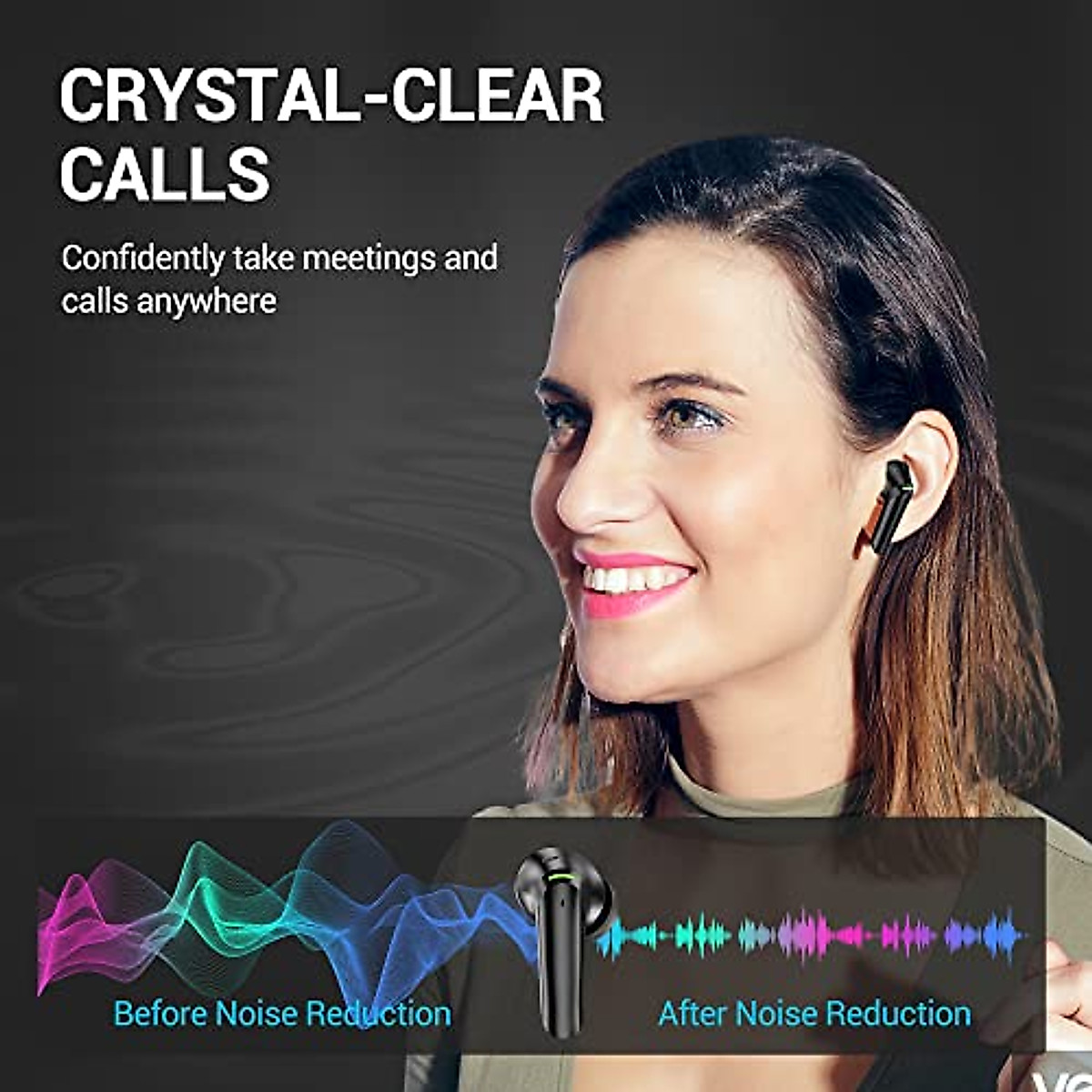 Ear buds Wireless Bluetooth Earbuds,Noise Cancelling Wireless Earbuds with 4 Micro,80H Long Playtime IPX7 Waterproof HiFi Stereo Bluetooth 5.3 Headphone for Android iOS Cell Phone/Computer /Laptop