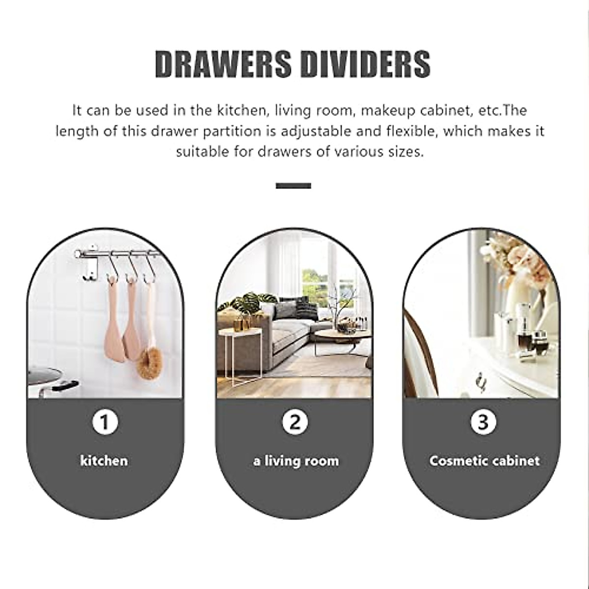Sudemota 8 PCS Adjustable Drawer Dividers DIY Cabinet Partition Divider for Clutter Kitchen Cutlery Organizer Separator