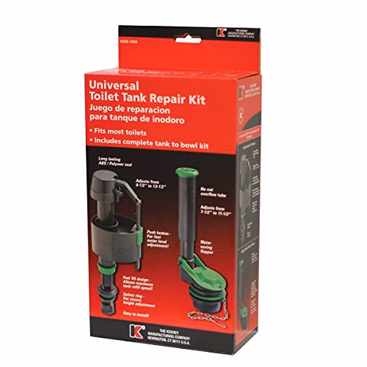 Plumb Pak, Gray/Green K830-16BX Universal Water Saving Tank Repair Kit for 2-Inch Flush Valve Toilets, Size