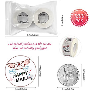 1200 PCS Smells Like Happy Mail Stickers, TNE Creator 2 Pack 1.5 Inch Happy Mail Labels Small Shop Stickers Thank You Customer Sticker Labels for Small Businesses Packaging Sticker, Handmade Sticker