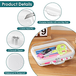 QAVABIN Clear Hard Zipper Pouch, Hard Shell Plastic Organizer Box with Handle, Bliss Zippered Blocks Storage Bins, Hard PVC Cosmetic Travel Bag for Kids Organizing, 8.27x5.12x2.36in, 4Pc