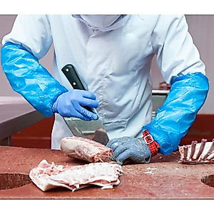 PENTAGON SAFETY EQUIPMENT Disposable Plastic Sleeves | White | 100 Pack | 18 Inch | Waterproof Arm and Sleeve Protection